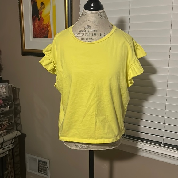 Zara | Tops | Zara Ruffle Sleeve Tee Large | Poshmark